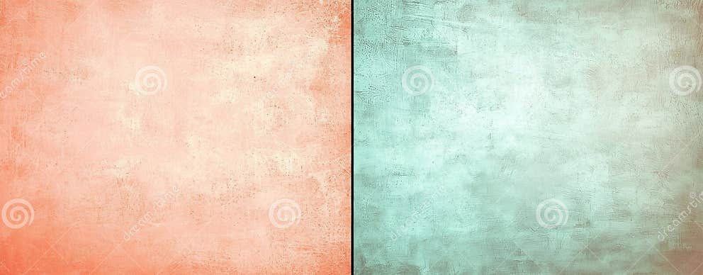 Peach and Turquoise Textured Backgrounds are Combined To Create a Split ...