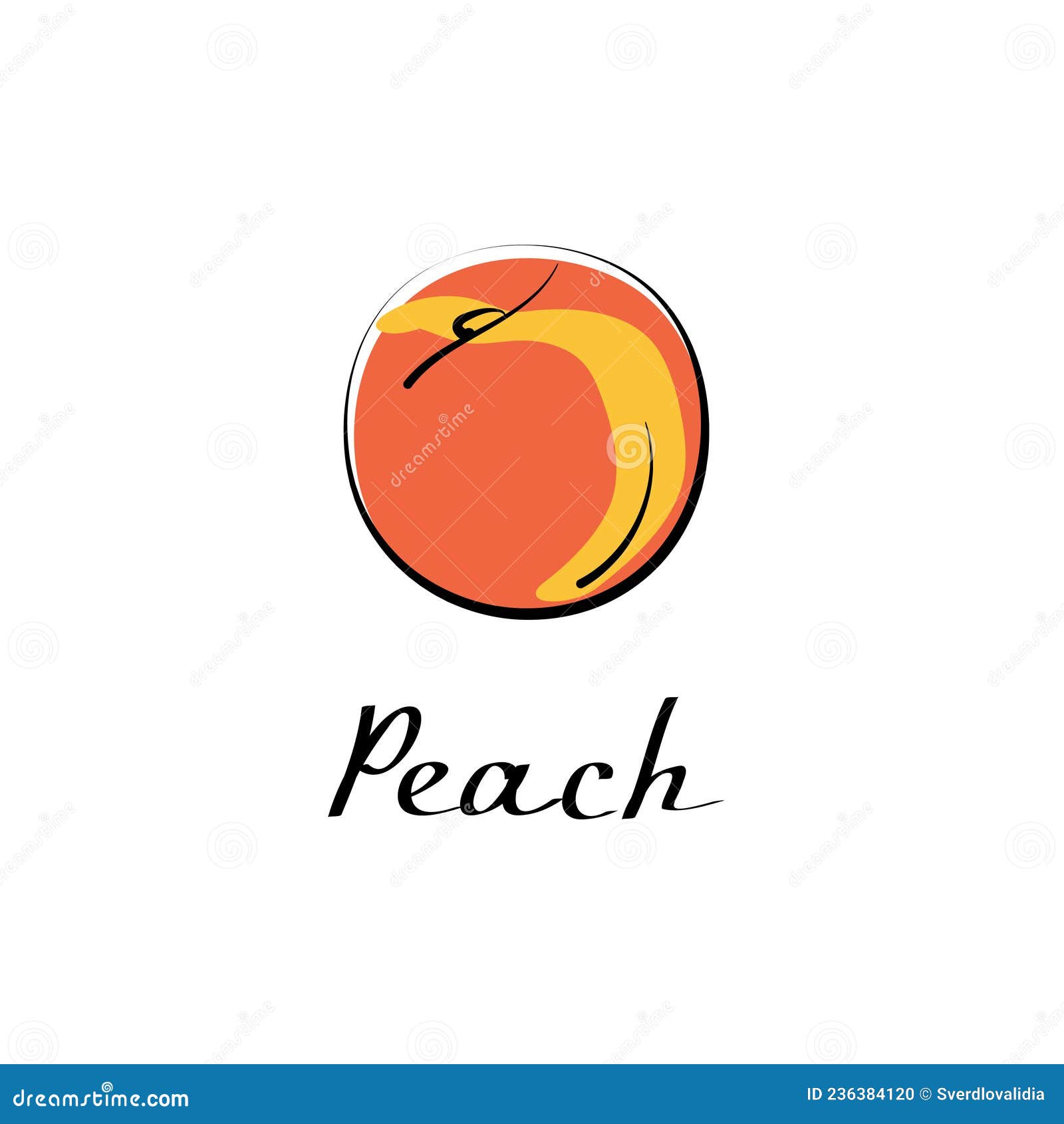 Peach Vector Cartoon Flat Illustration. Fresh Fruit and Vegetable Logo ...