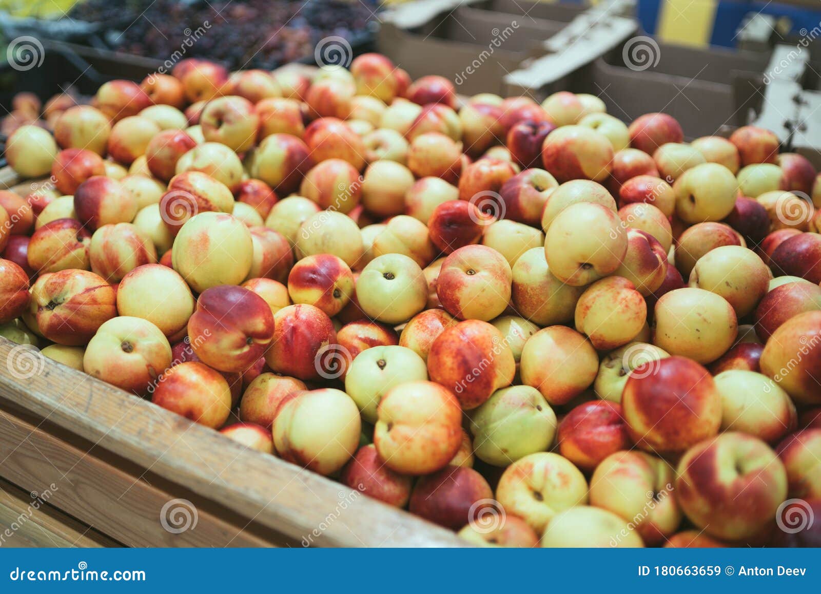 Peach in Wooden Box. Fresh Peach in Wooden Box Stock Image - Image of ...