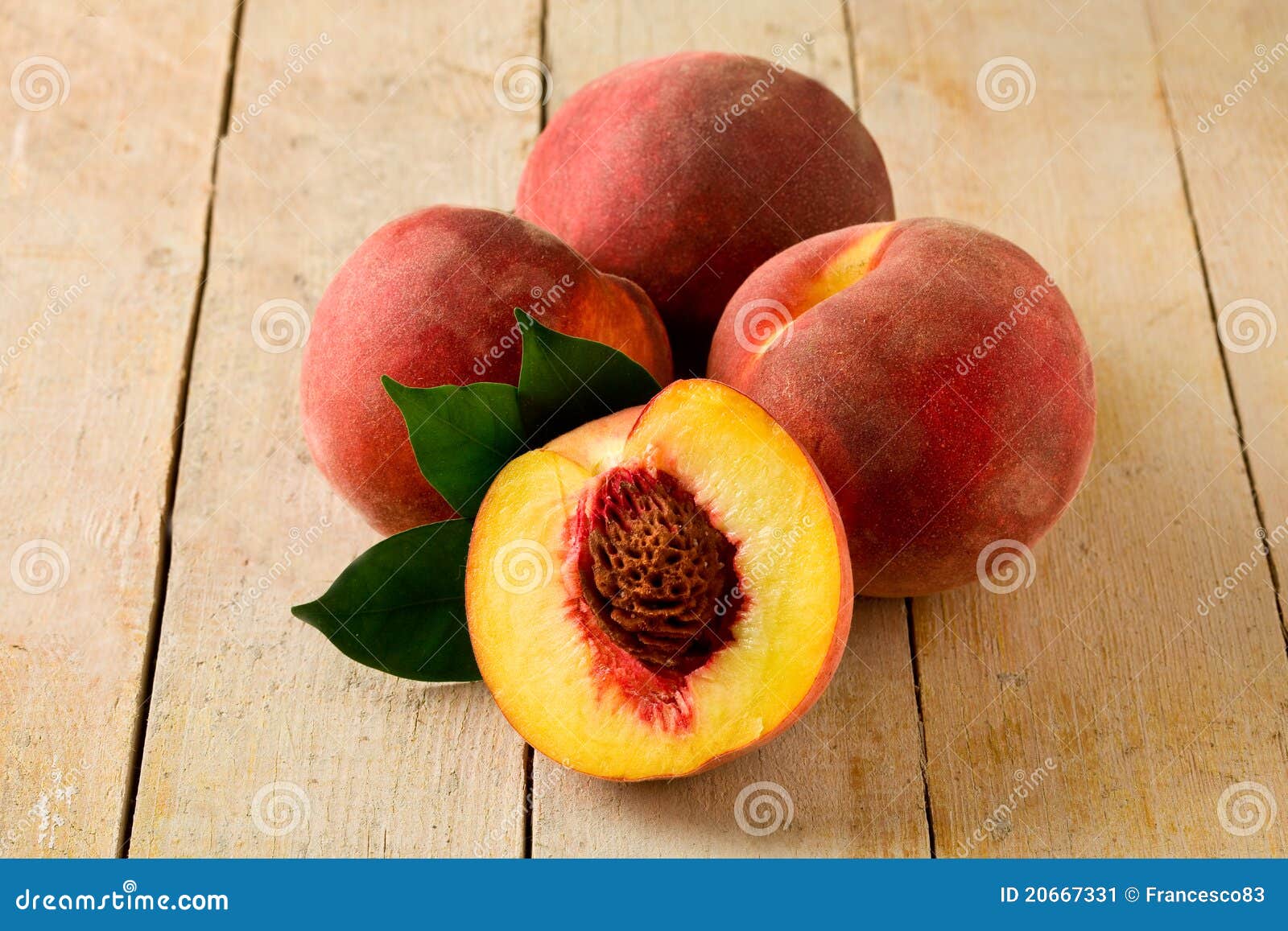 Peach on wooden Table stock image. Image of stone, sweet - 20667331