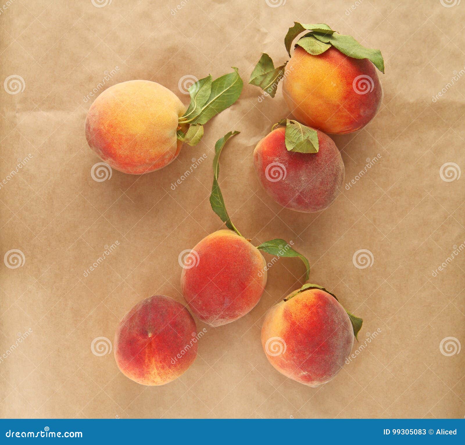 Peaches on brown paper stock illustration. Illustration of light - 99305083