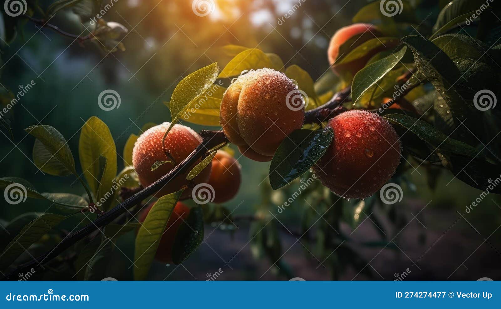 Peaches Grow on a Tree. Generative AI Stock Illustration - Illustration ...
