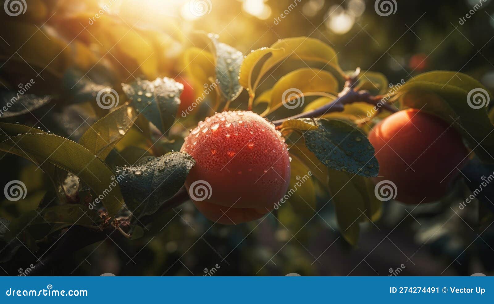 Peaches Grow on a Tree. Generative AI Stock Illustration - Illustration ...