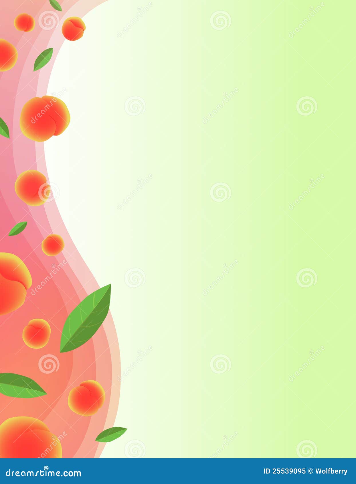 Peaches On Pink Margin With Green Background Cartoon Vector ...