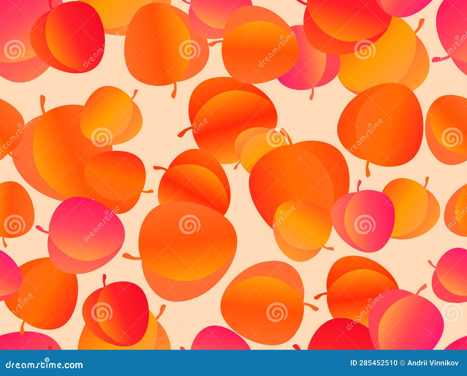 Peaches Seamless Pattern. Gradient Orange Peaches in 3d Style. Design ...