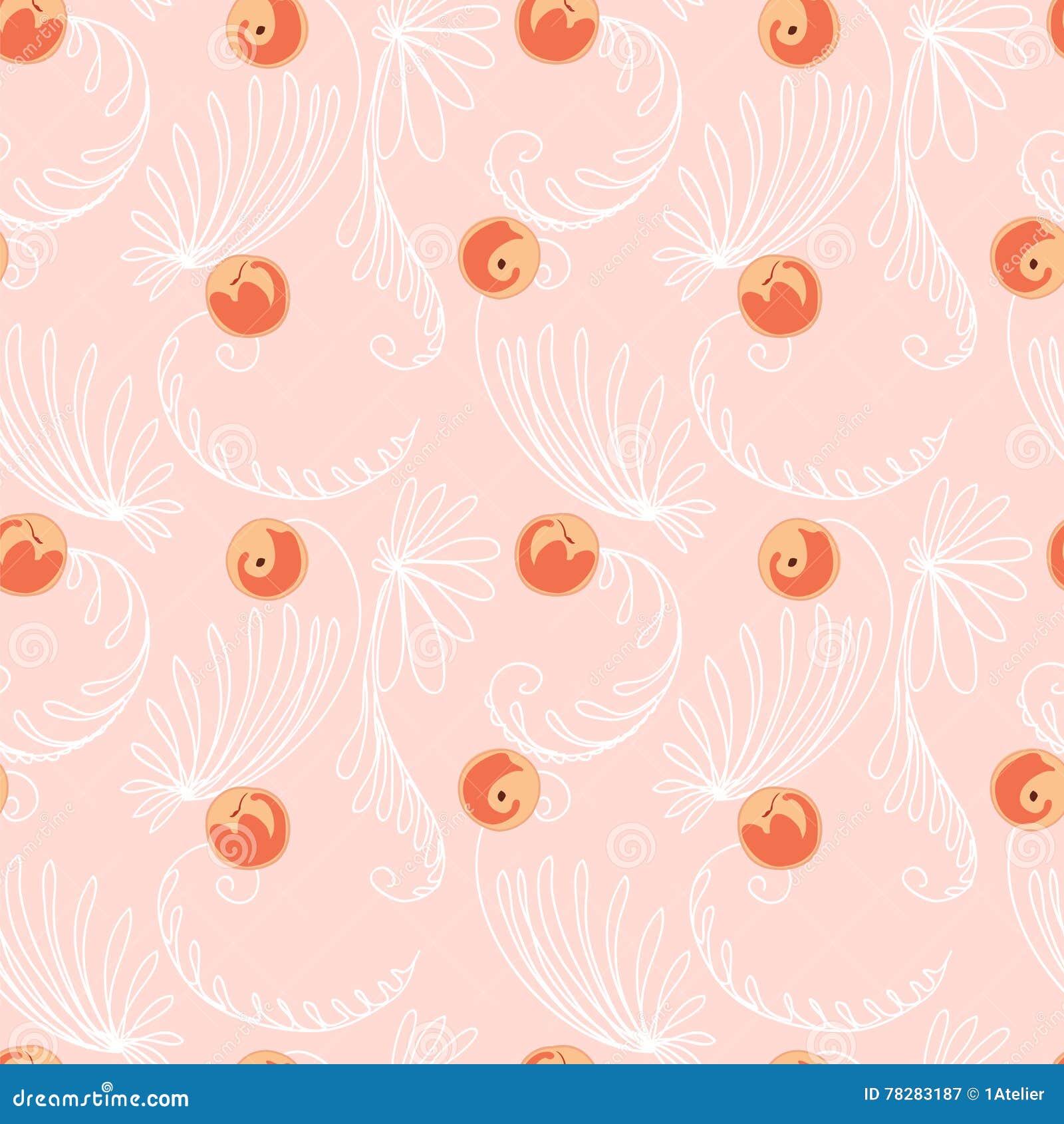 Peaches Seamless Pattern Design. Vector Tropical Juicy Fruit Background ...