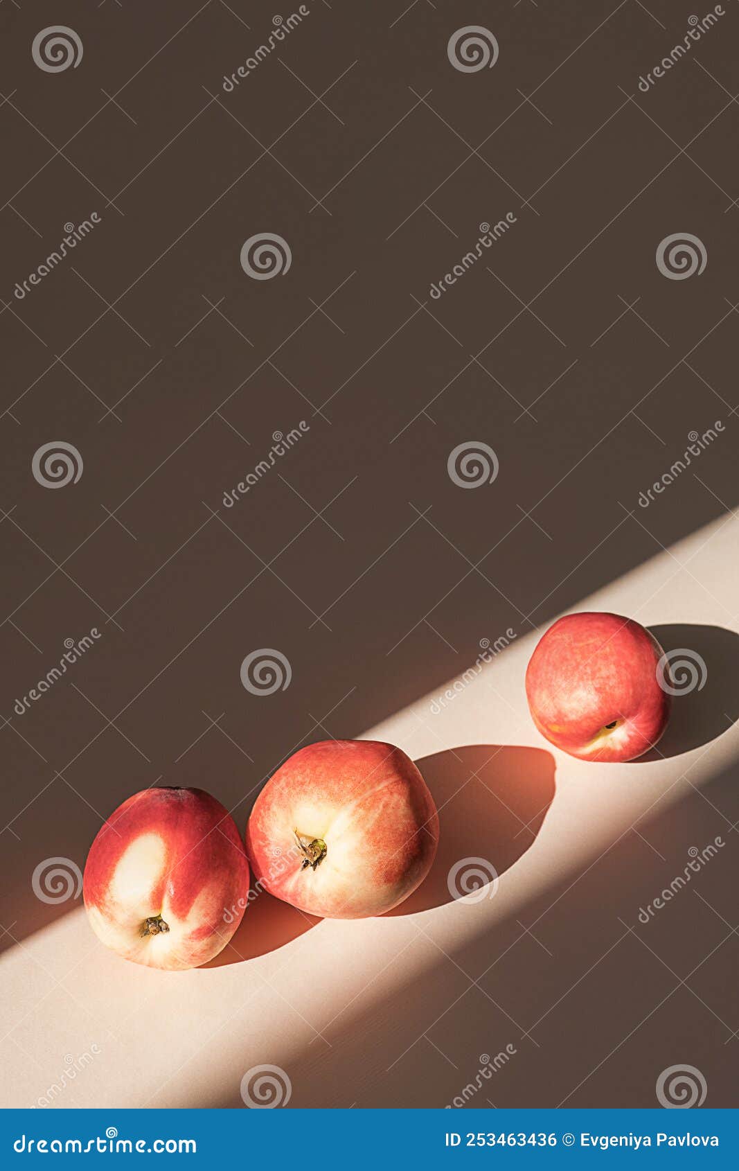 Peaches in Sunlight. Minimalism, Trendy Still Life with Shadow Stock ...