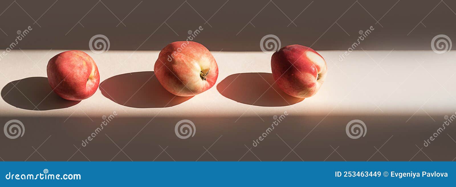 Peaches in Sunlight. Minimalism, Trendy Still Life with Shadow Stock ...