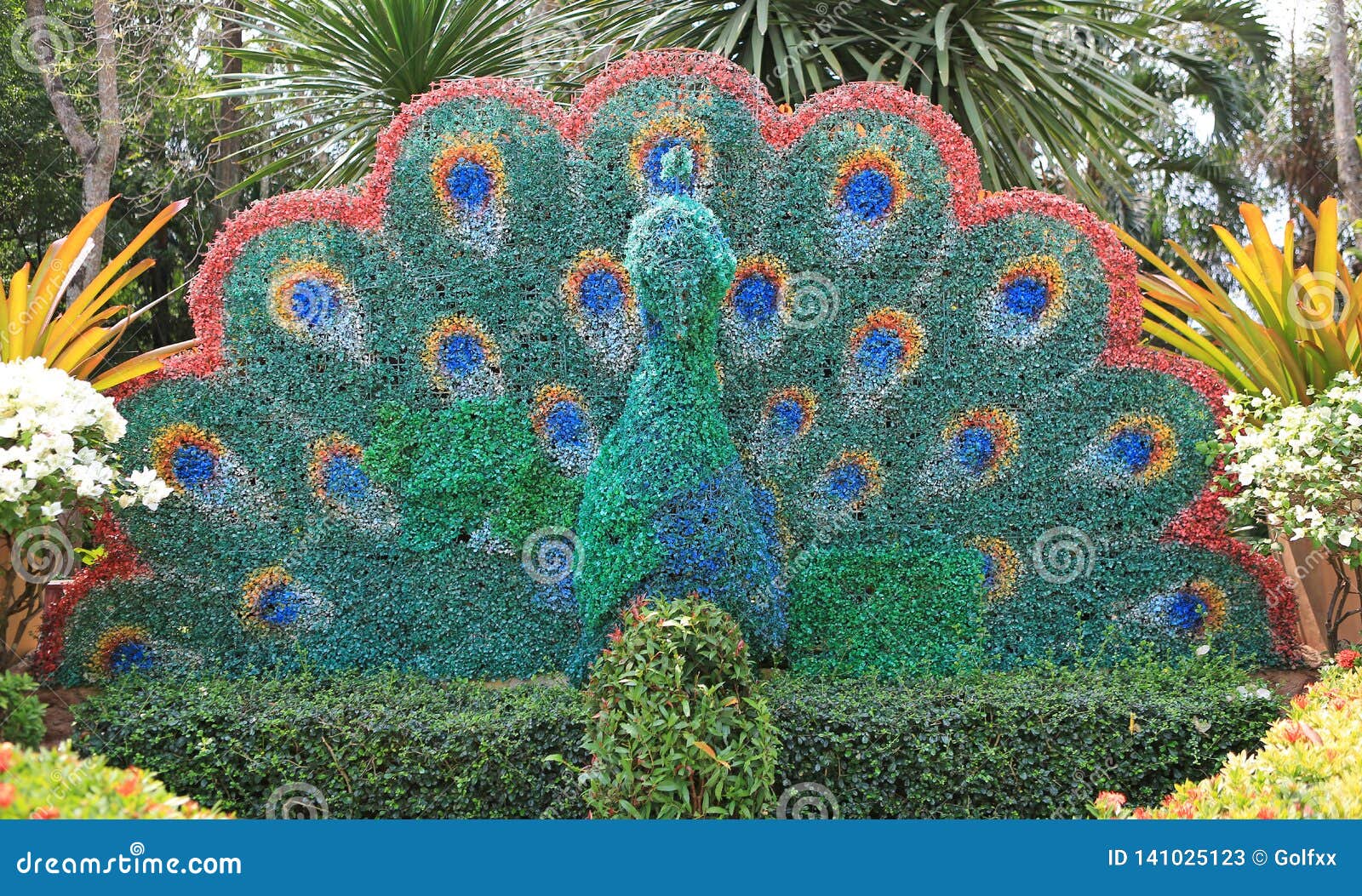 Peacock Artificial in Garden Made from Plastic Leaves Stock Image ...