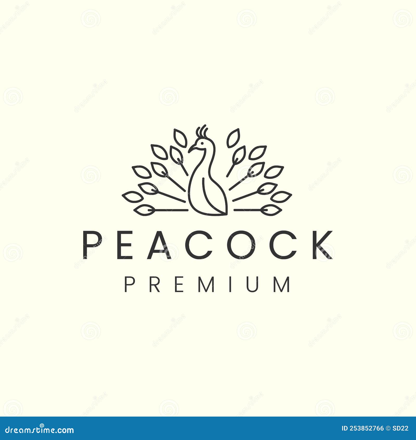 Peacock Bird With Minimalist Linear Style Logo Vector Icon Template