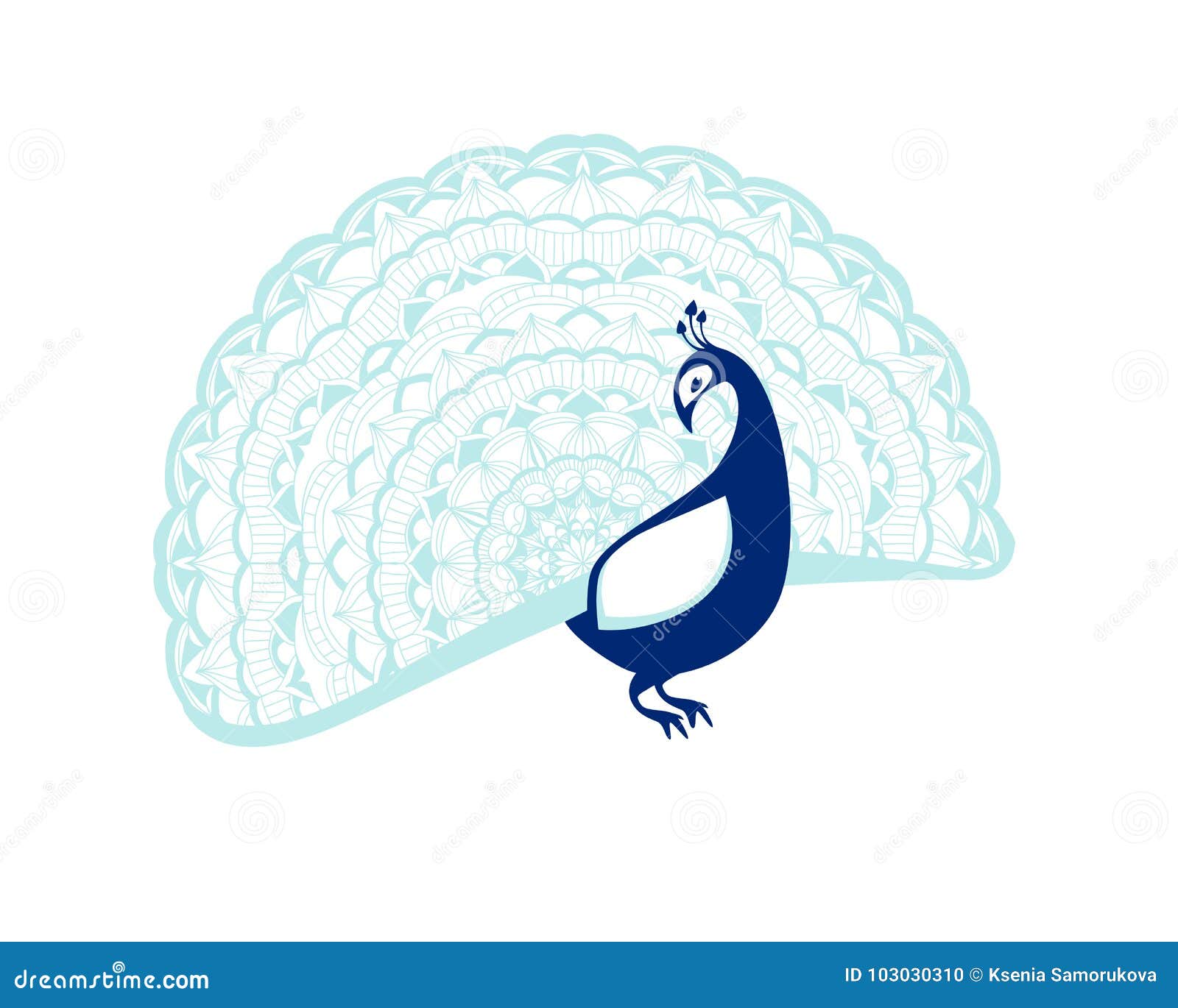 Peacock Bird with Patterned Tail. Stock Vector - Illustration of white ...