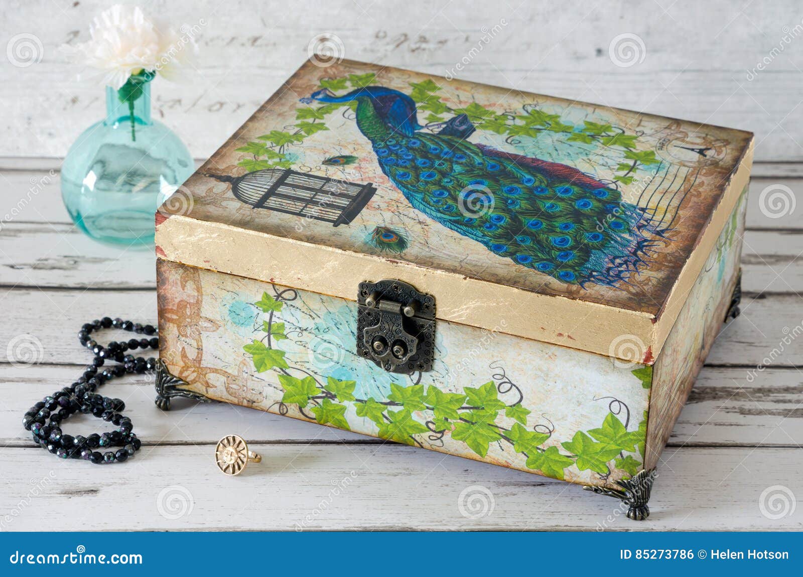 Peacock Box stock photo. Image of chest, decorate, accessory - 85273786