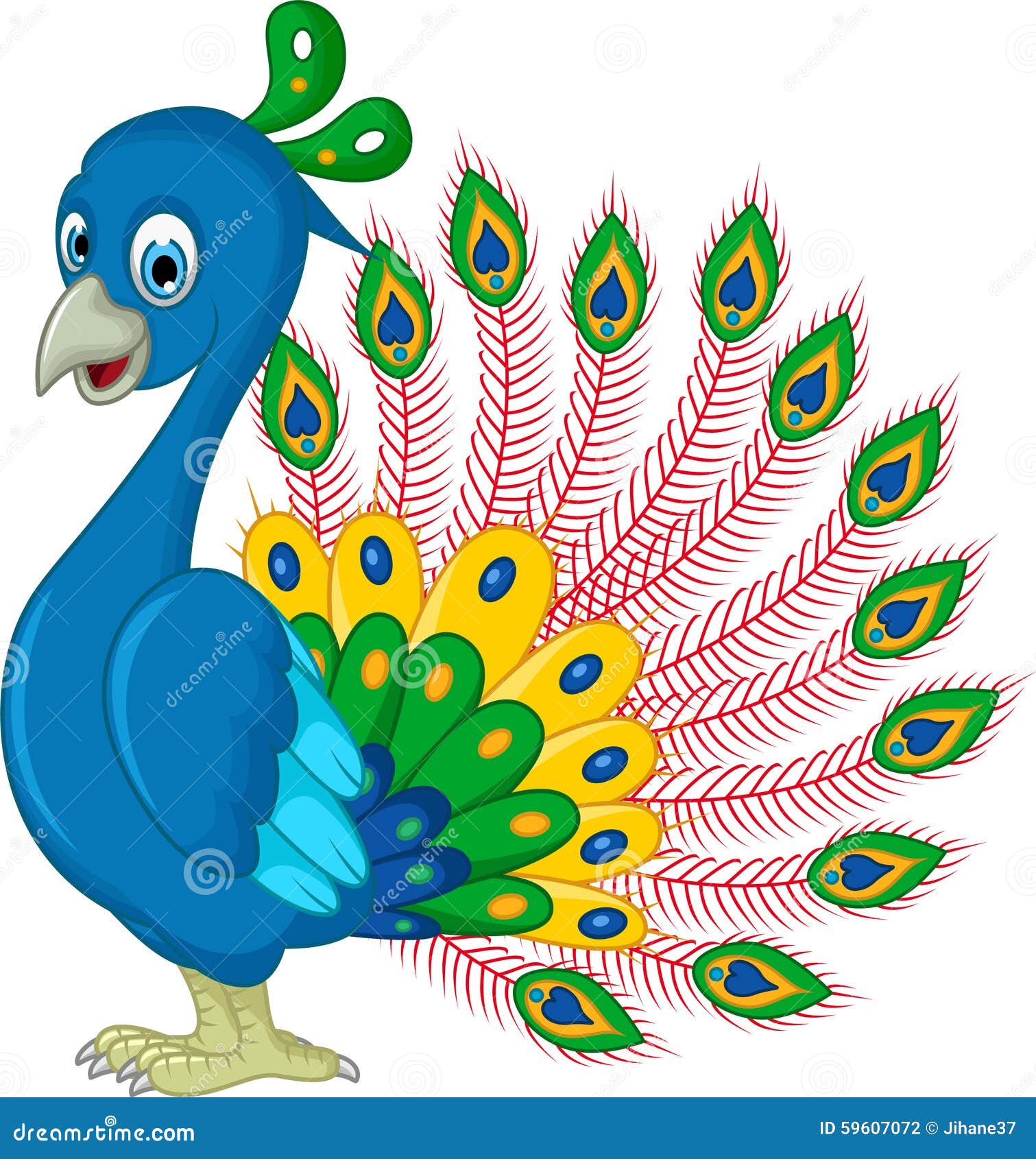 Peacock Cartoon Posing Stock Illustration - Image: 59607072