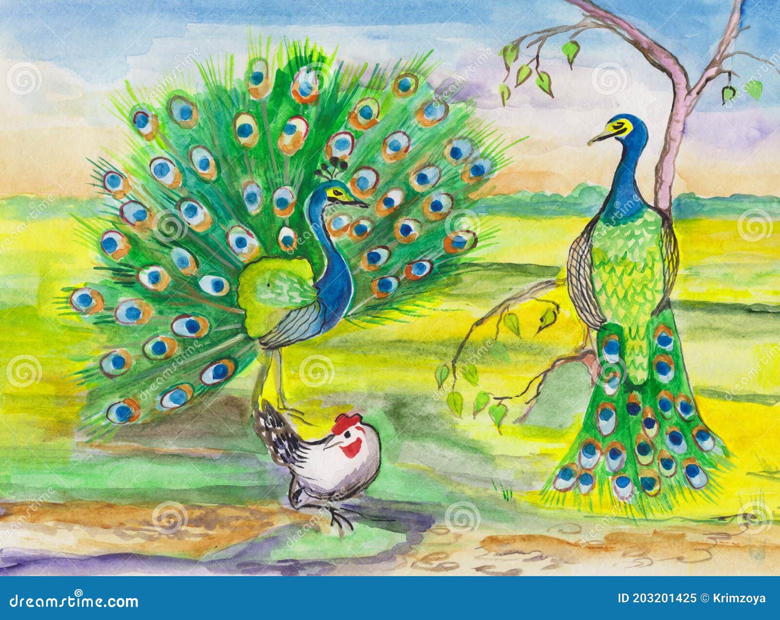 Peacock And Chicken Stock Image | CartoonDealer.com #203201425