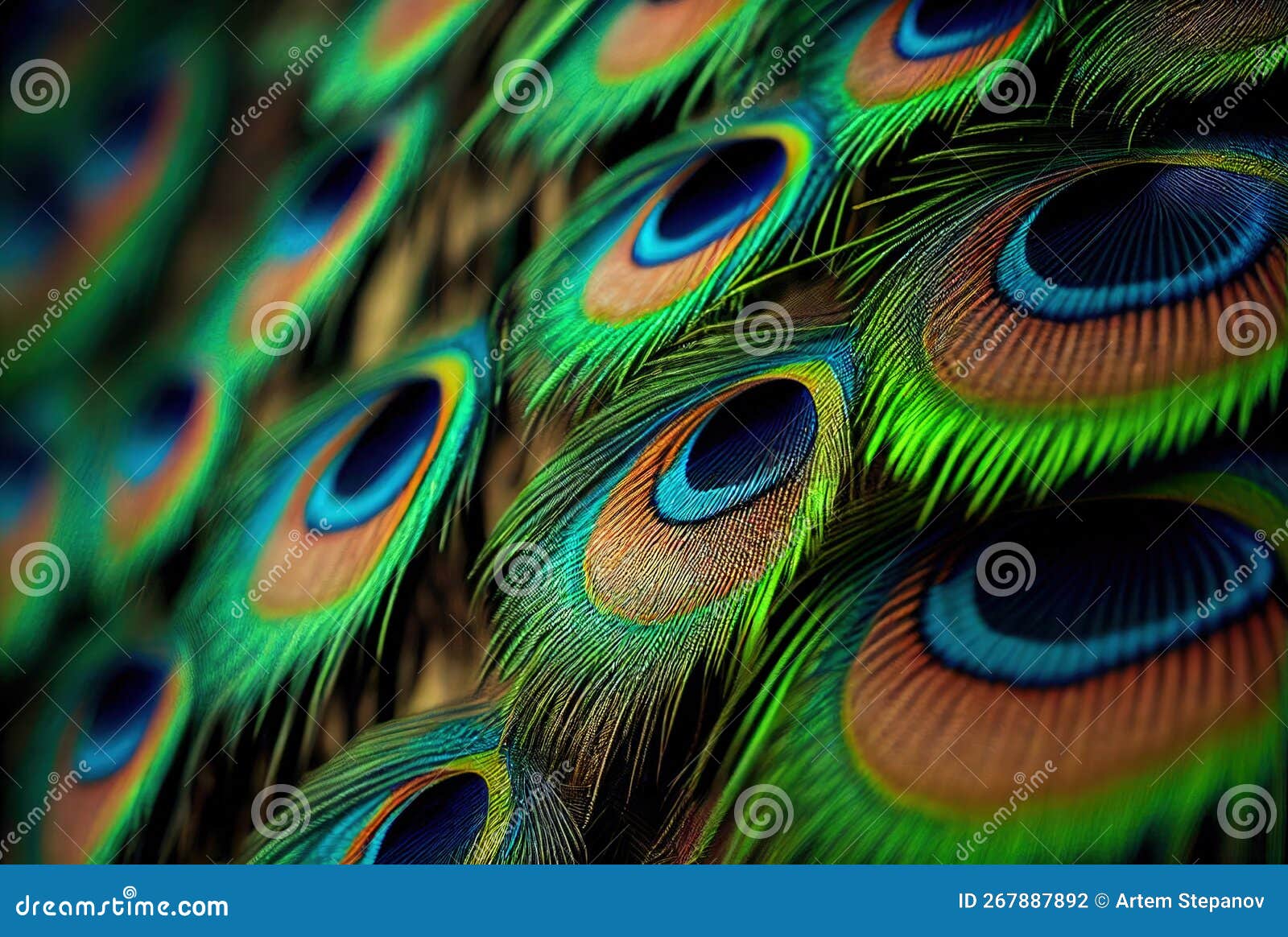 Peacock Feather Background, Plumage Pattern, Generative AI Illustration ...