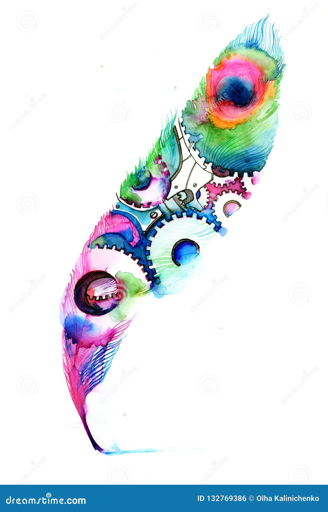 Peacock feather stock illustration. Illustration of gears - 132769386