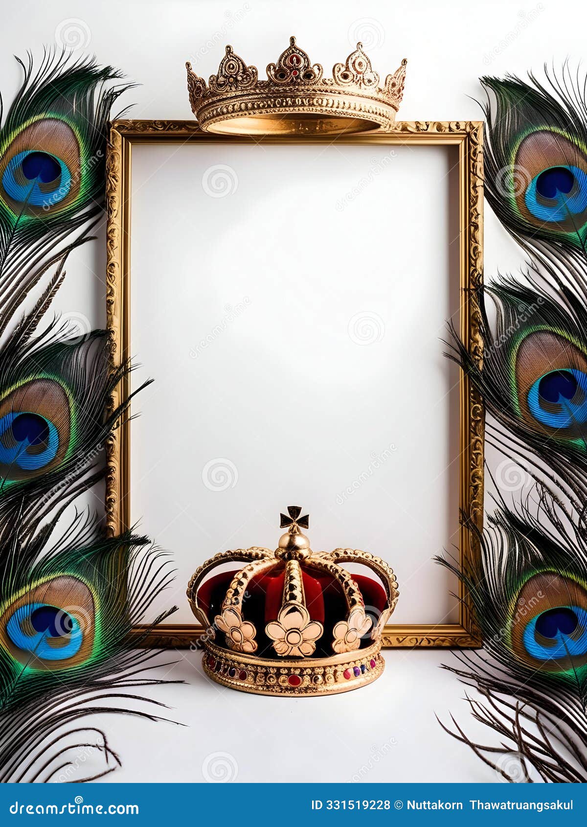 Crown Border And Frame In Minimalism Line Cartoon Vector ...