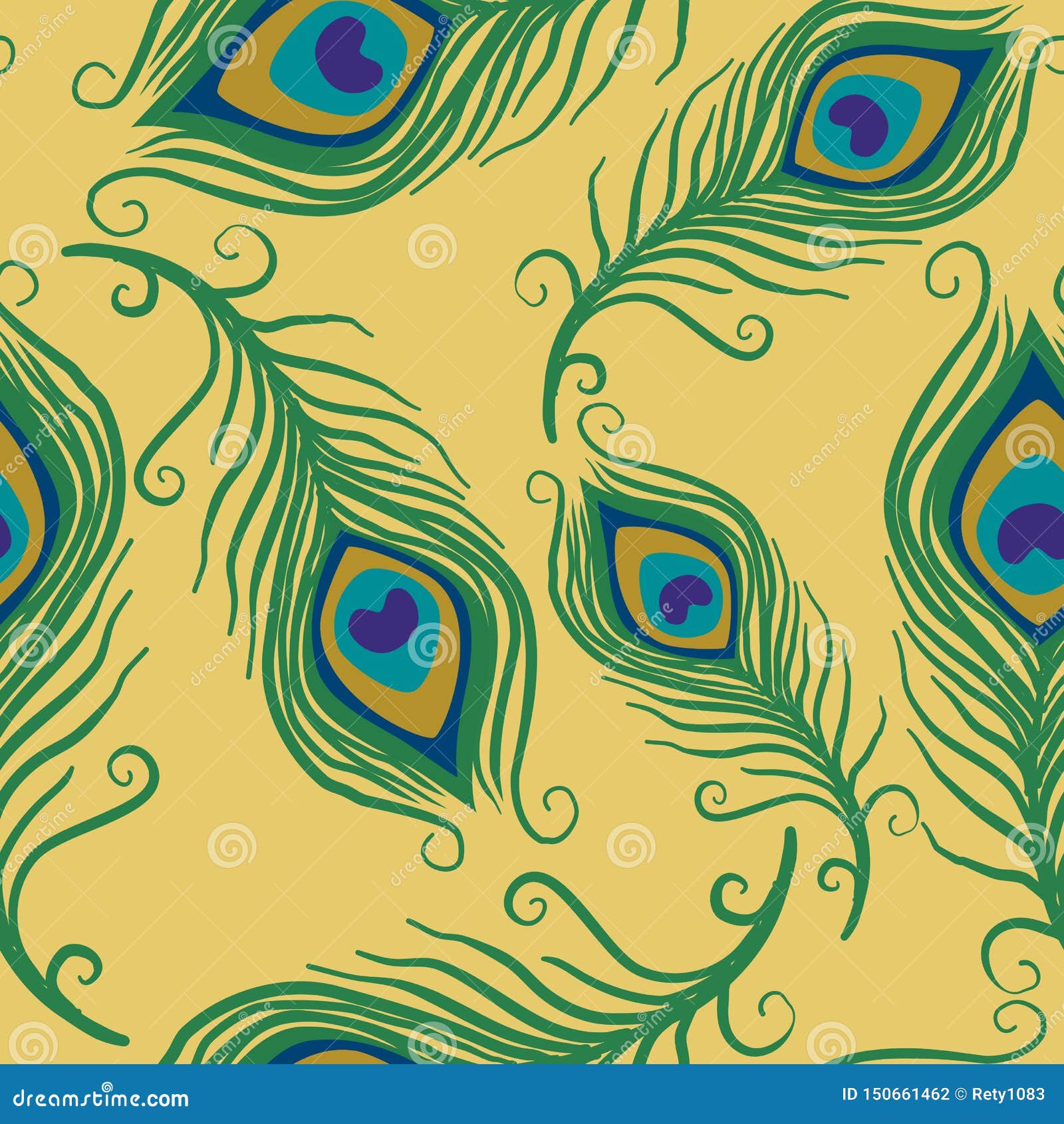 Peacock Feather Seamless Surface Pattern, Peacock Feathers Repeat ...