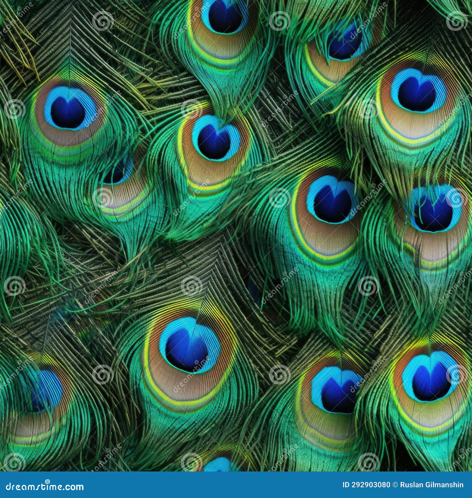 Peacock Feathers Seamless Texture Tile Stock Photo - Image of tail ...