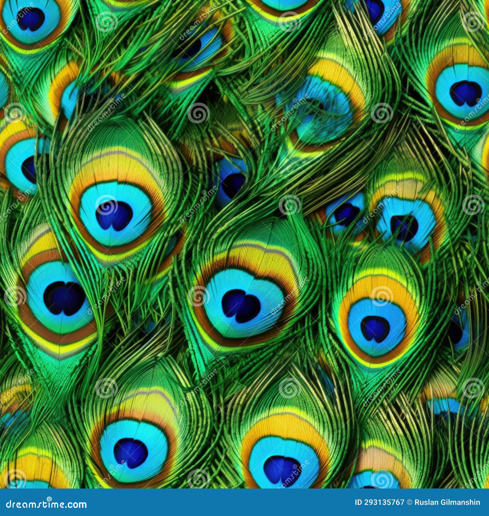 Peacock Feathers Seamless Texture Tile Stock Image - Image of element ...