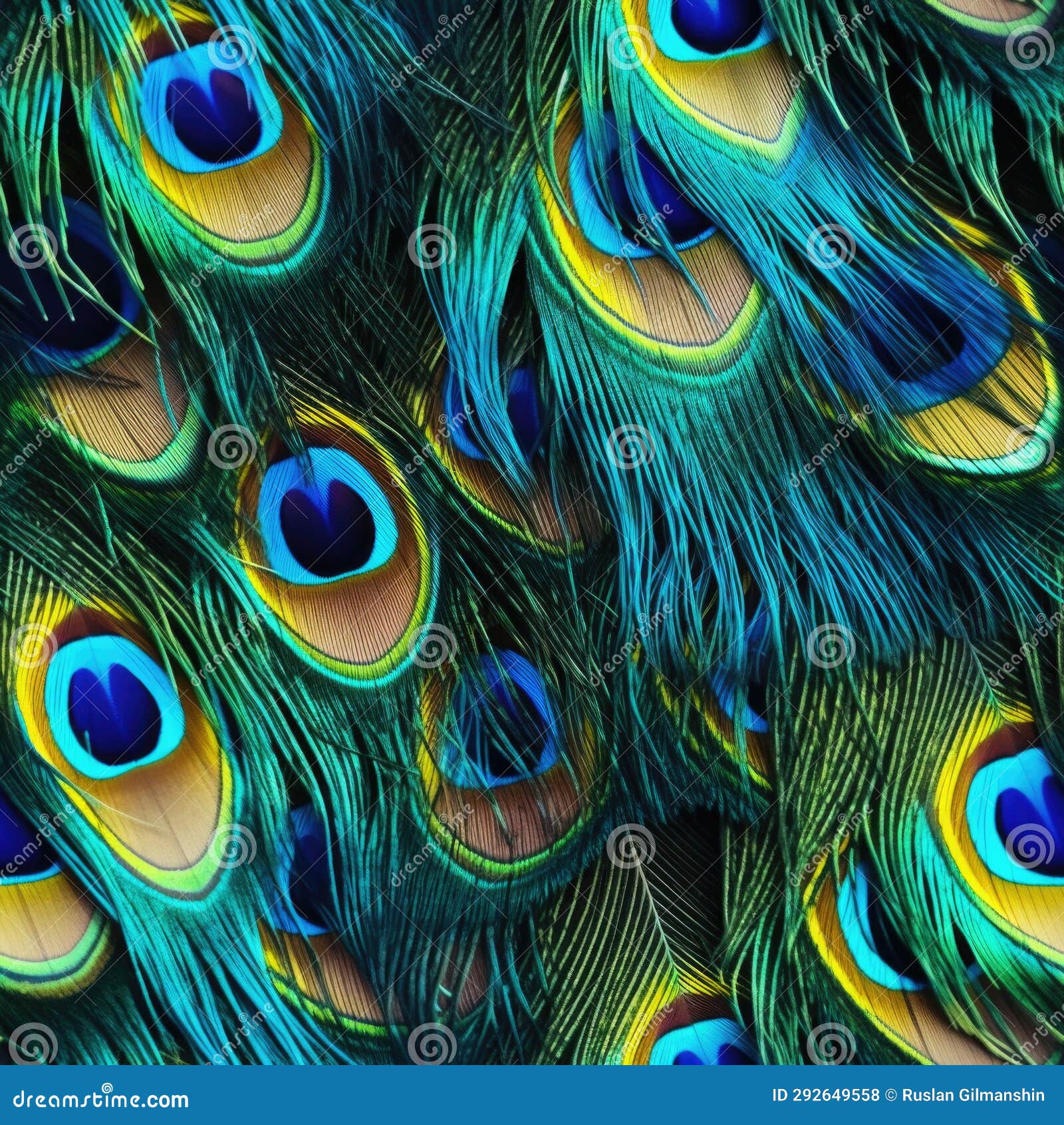 Peacock Feathers Seamless Texture Tile Stock Photo - Image of tile ...