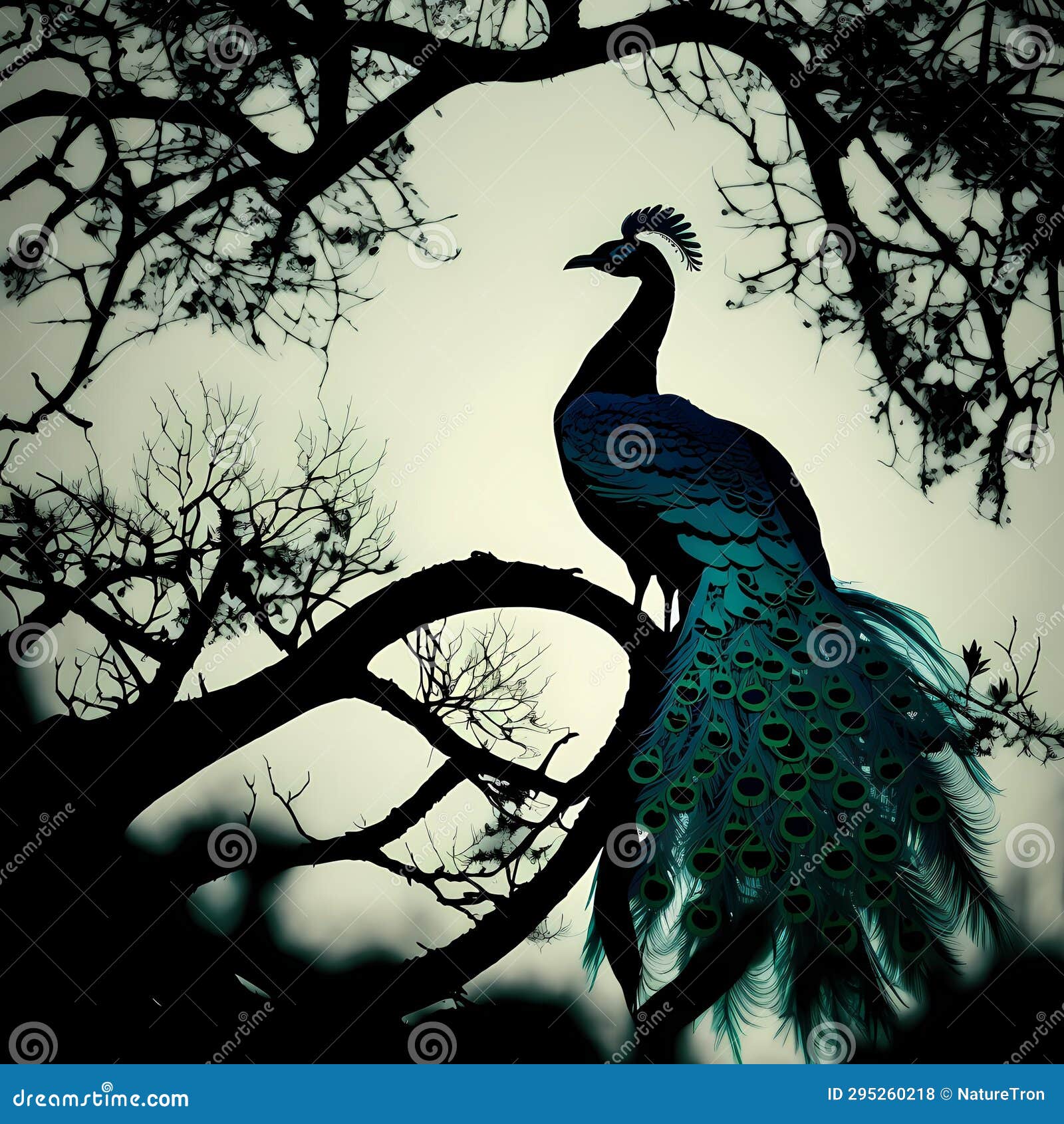 Peacock on the Tree Peacock in the Forest Stock Illustration ...