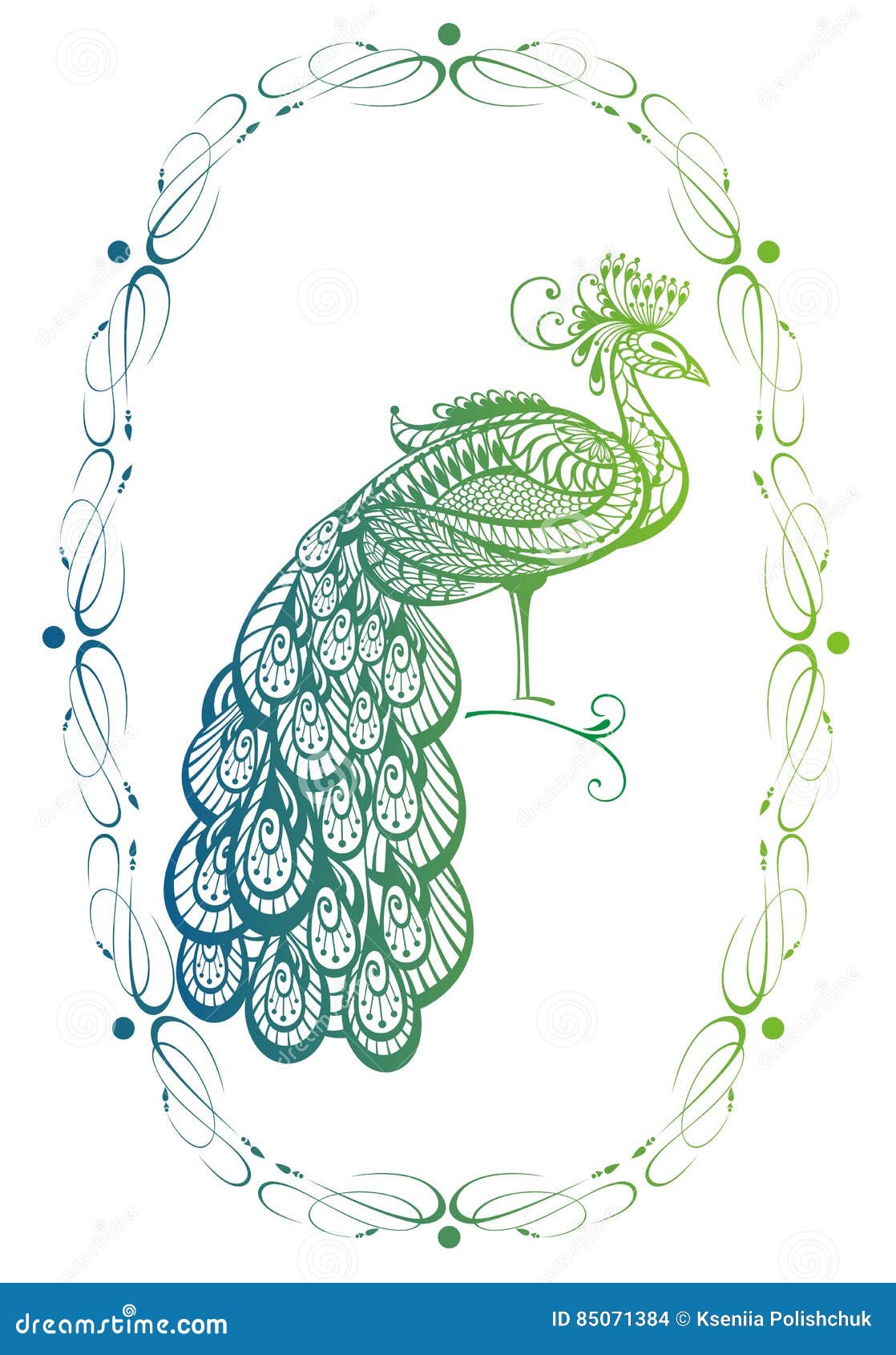 Peacock in a Frame on White Background Stock Vector - Illustration of ...