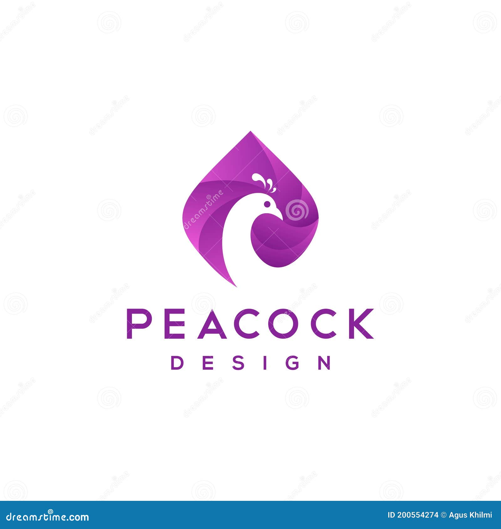 Peacock Gradient Color Logo Design Template Stock Vector - Illustration ...