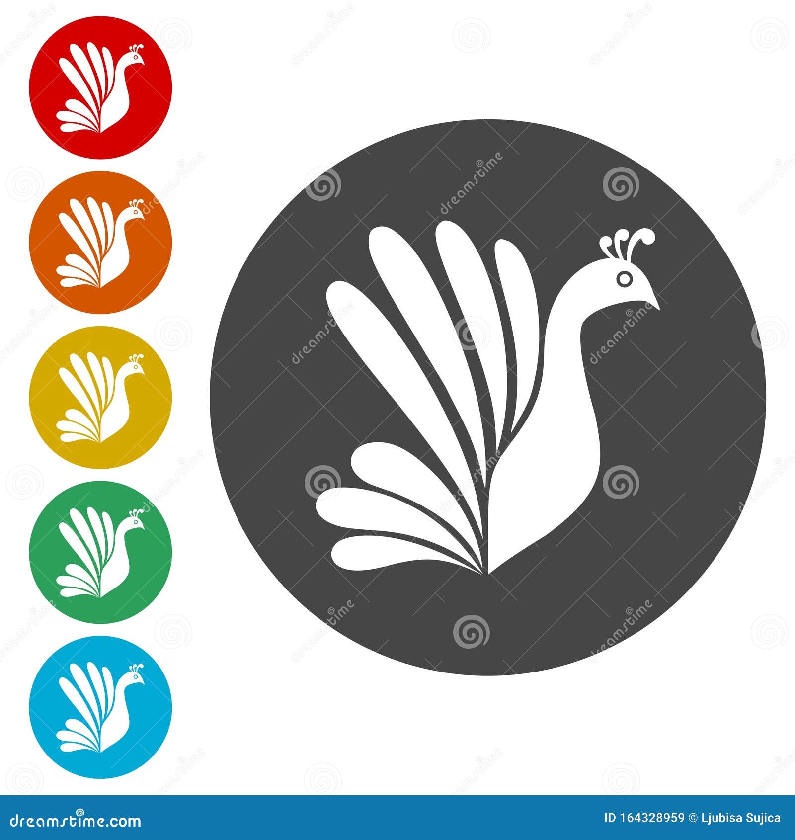 Peacock Icons Set - Vector Illustration Stock Vector - Illustration of ...