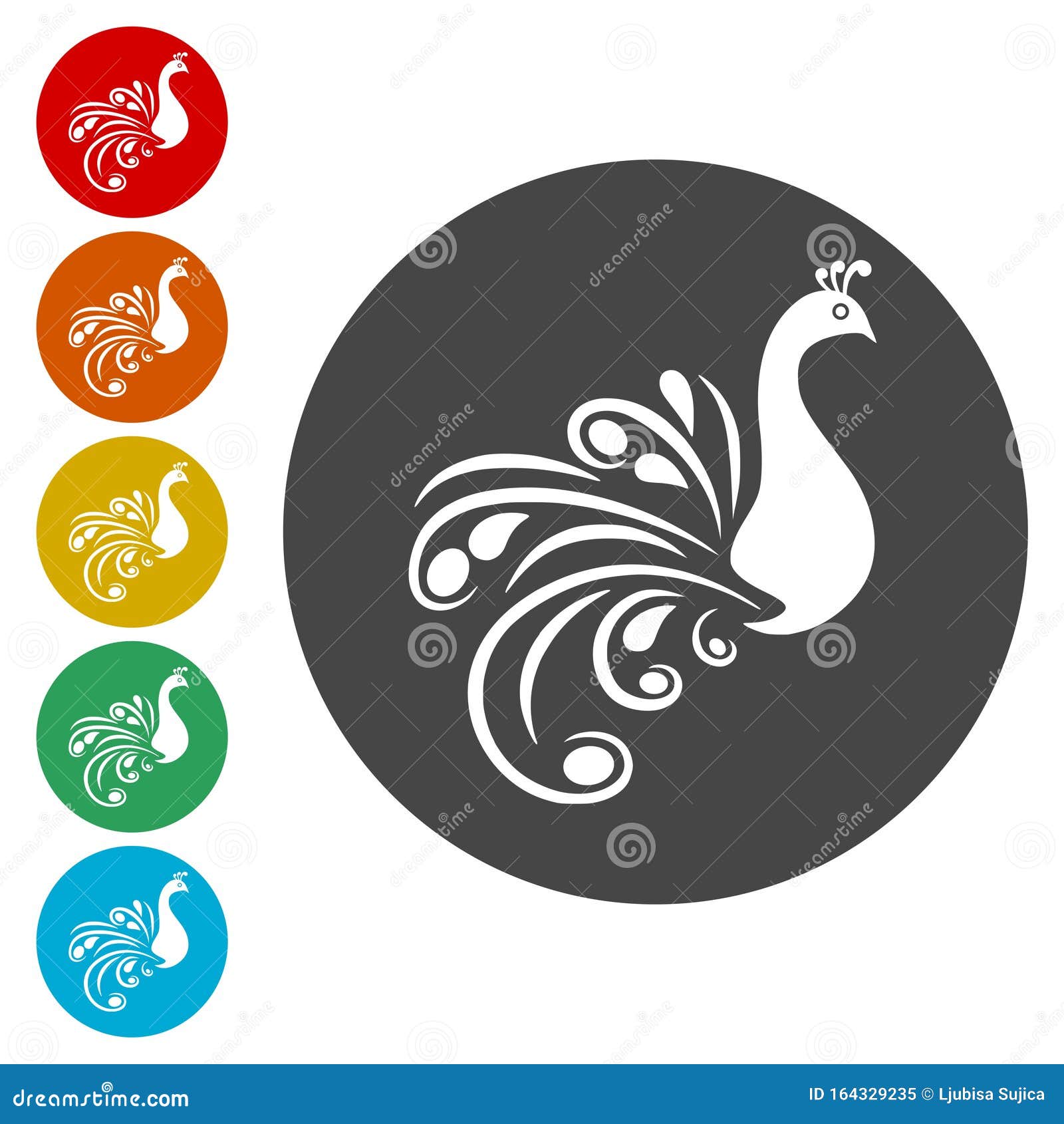 Peacock Icons Set - Vector Illustration Stock Vector - Illustration of ...