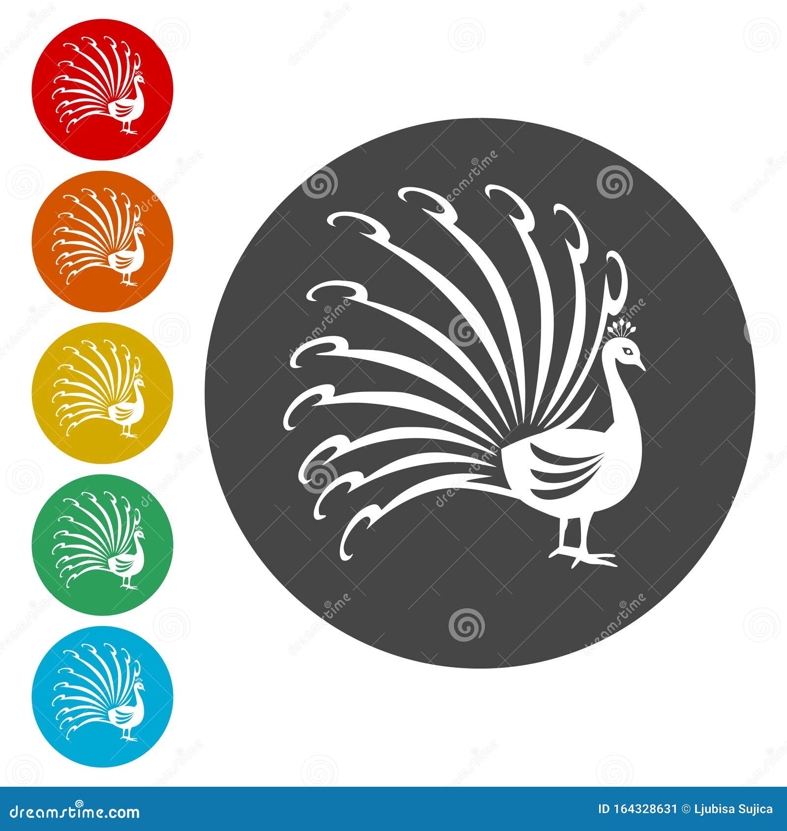 Peacock Icons Set - Vector Illustration Stock Vector - Illustration of ...