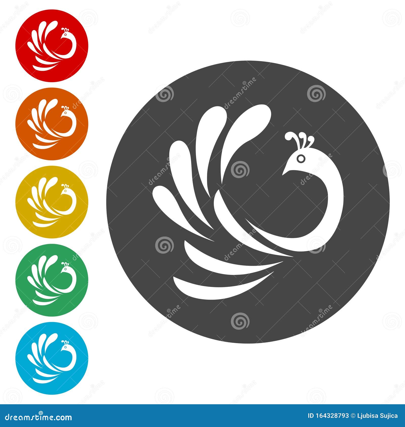 Peacock Icons Set - Vector Illustration Stock Vector - Illustration of ...
