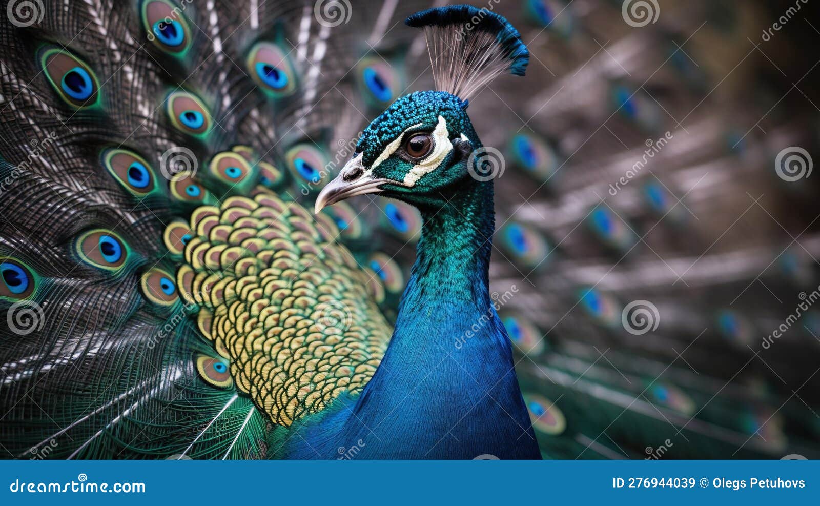 A Peacock with Its Feathers Spread Out in Front of the Camera Stock ...