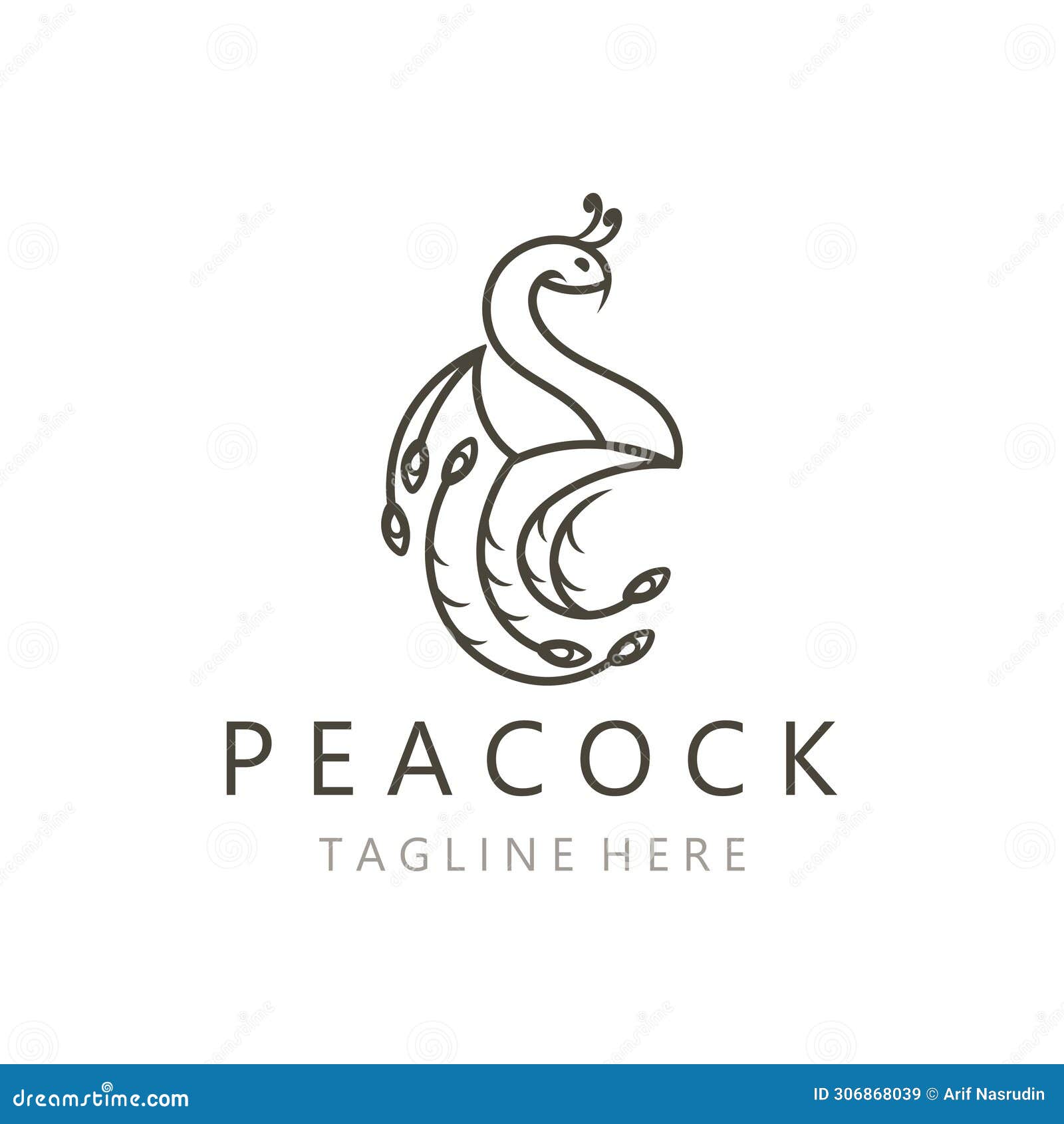Peacock Logo Line Art Elegant Concept Icon Design Template Flat Vector ...