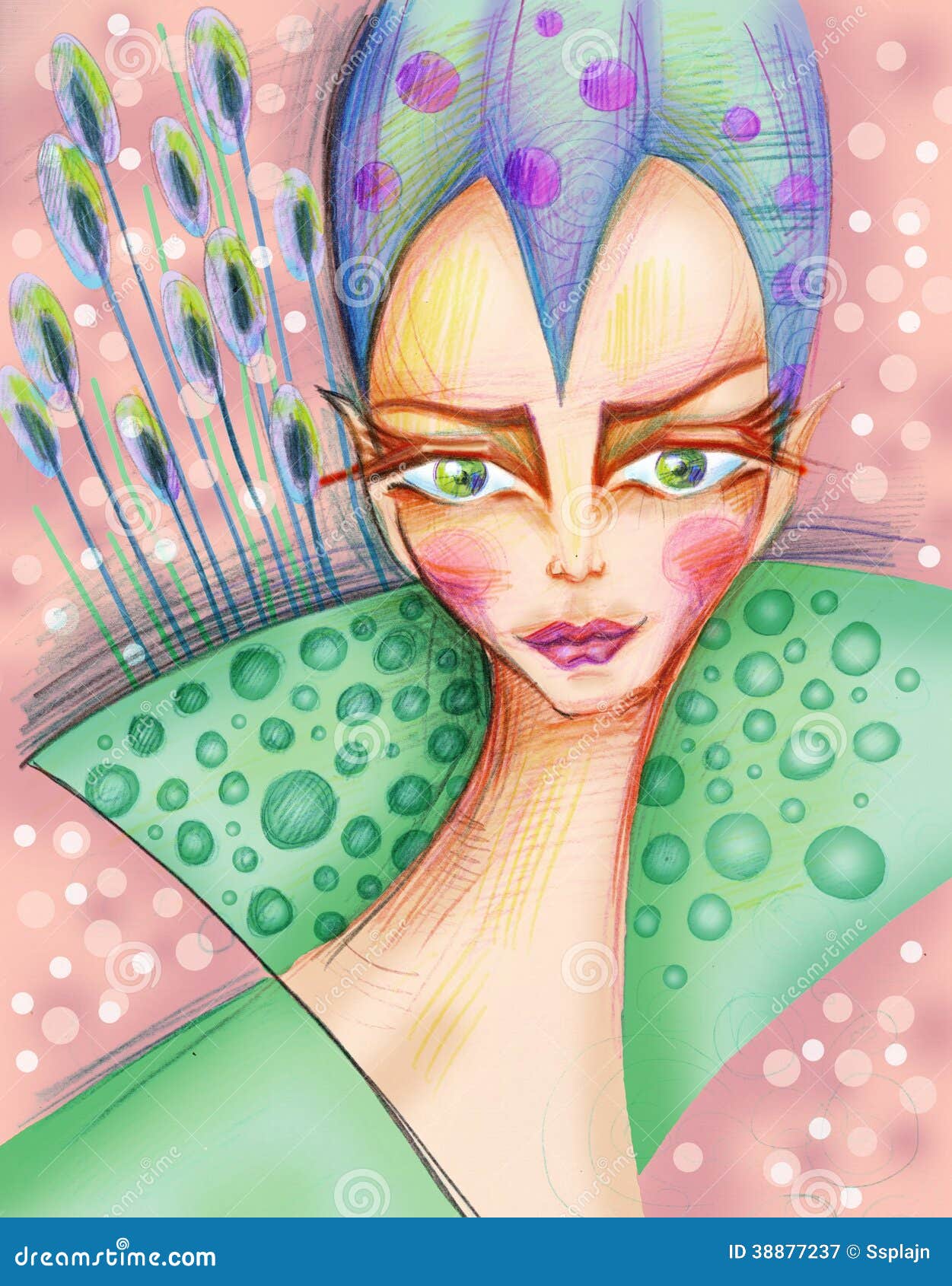 Peacock queen stock illustration. Illustration of attractive - 38877237