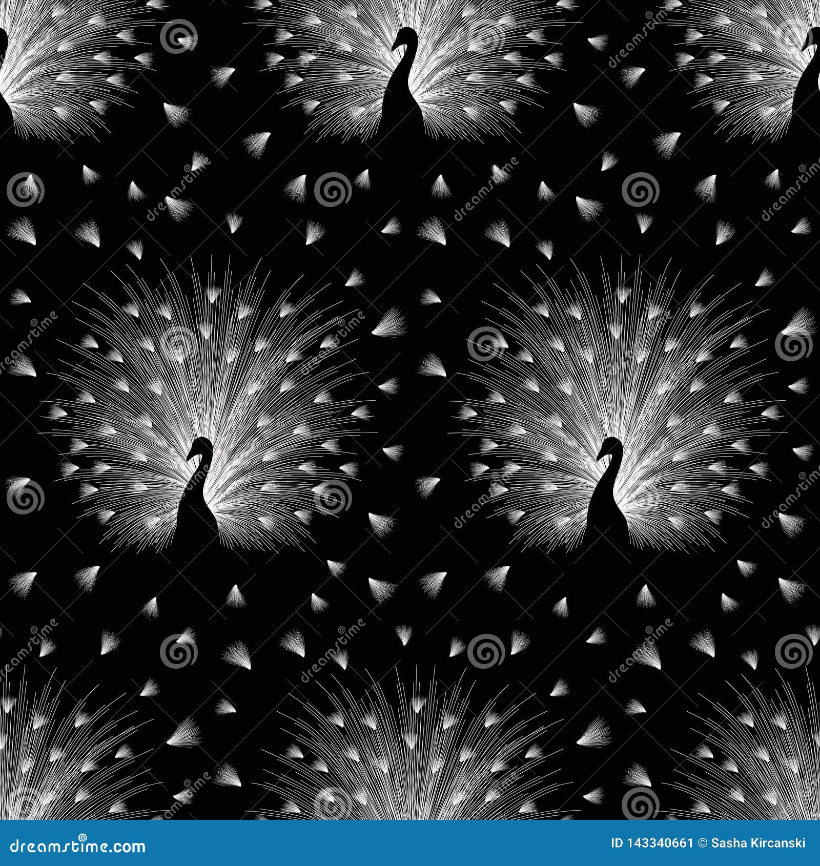 White Peacock Seamless Vector Pattern Stock Vector - Illustration of ...