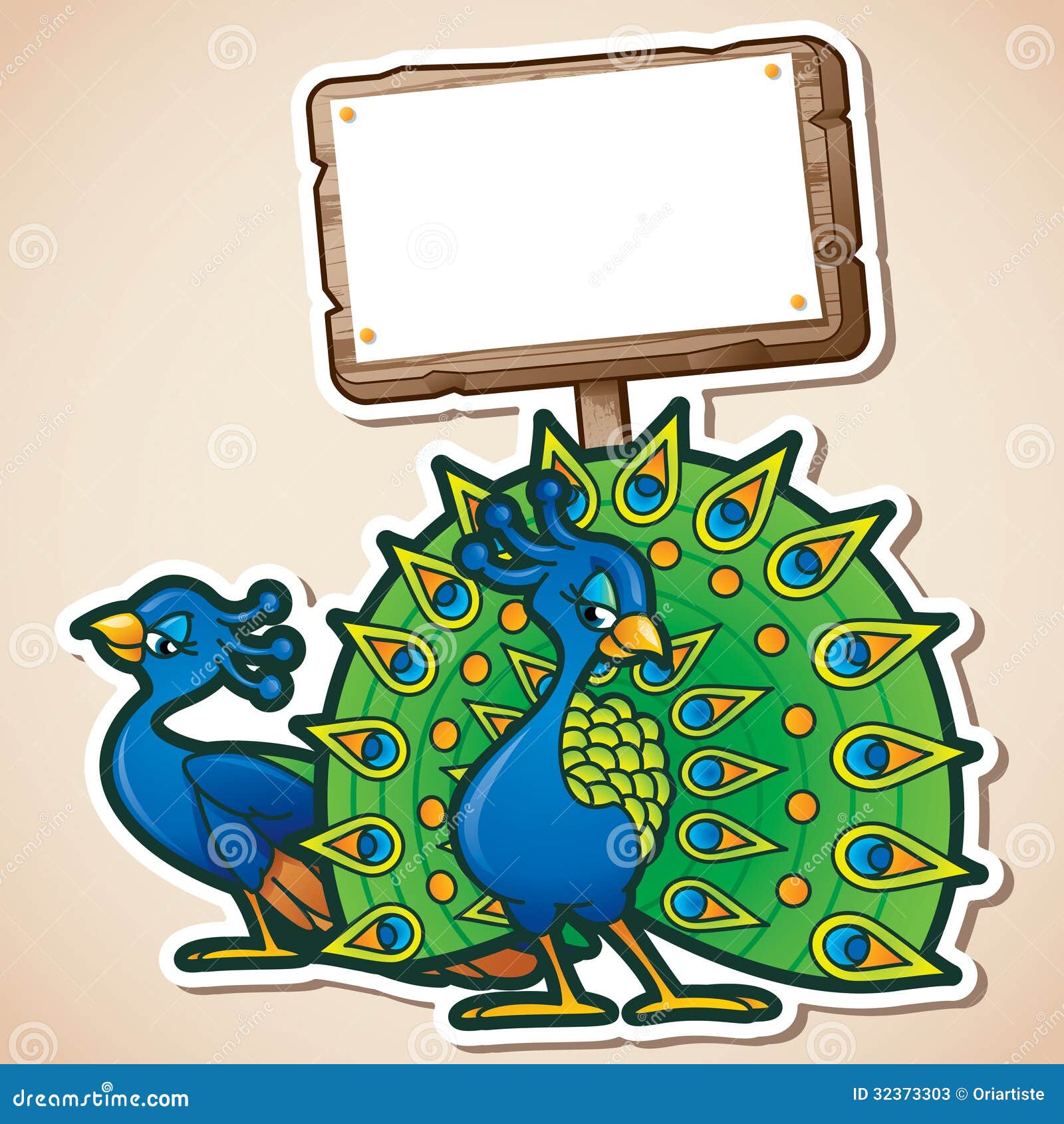 Peacock with a sign stock vector. Illustration of copy - 32373303