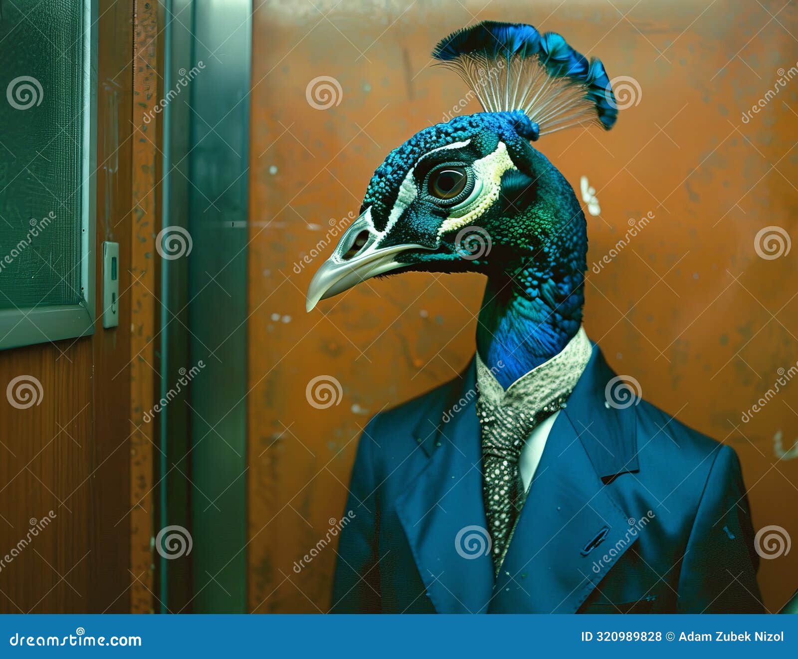 Peacock in a suit stock illustration. Illustration of sophisticatedai ...