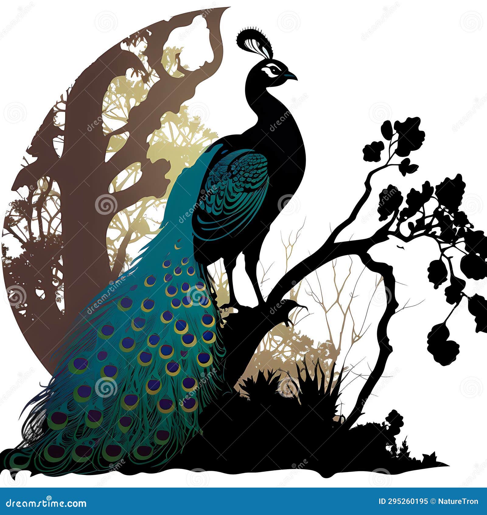 Peacock on a Tree Peacock on a Branch Peacock Stock Illustration ...