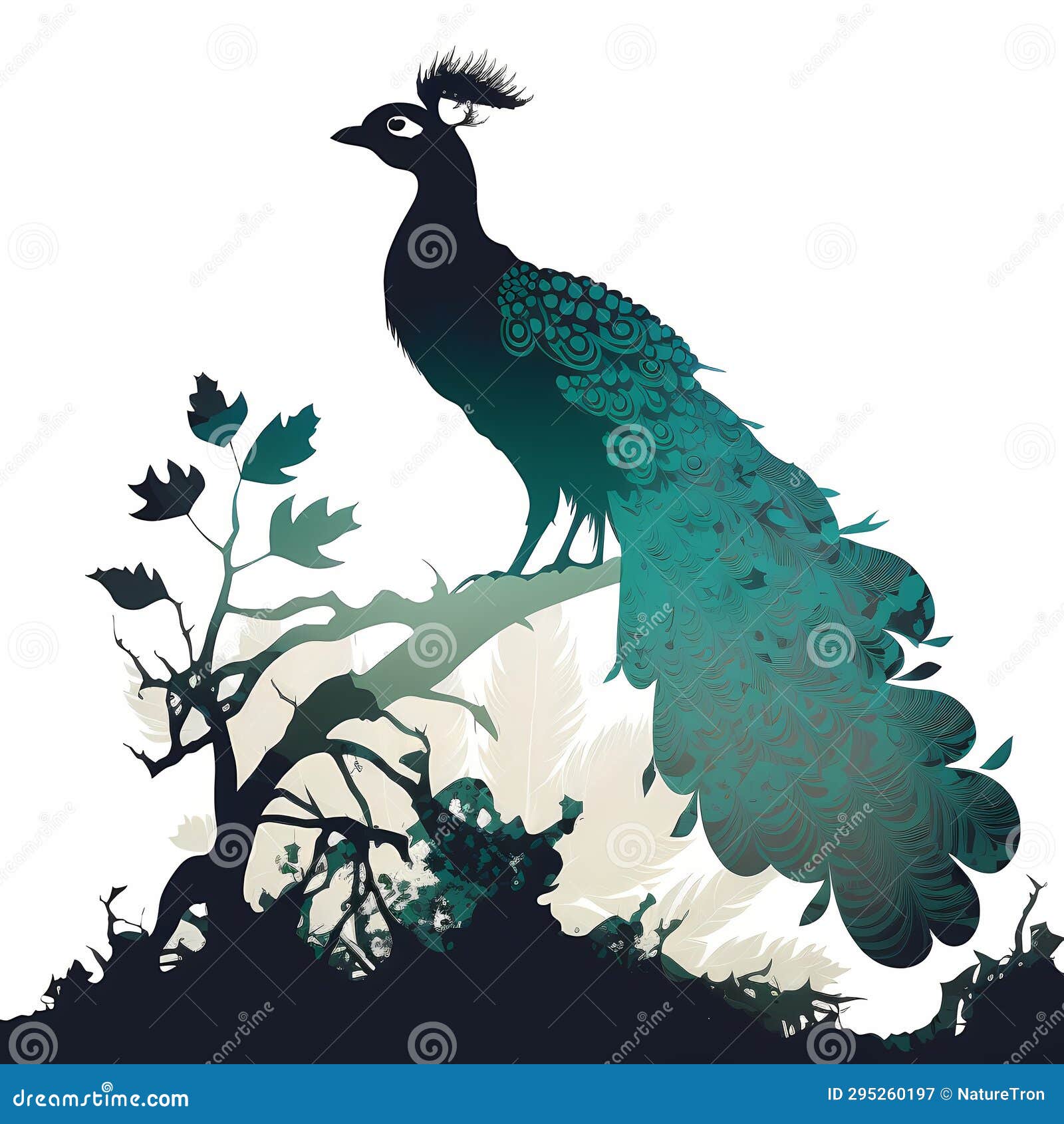 Peacock on the Tree Peacock on a Branch Stock Illustration ...