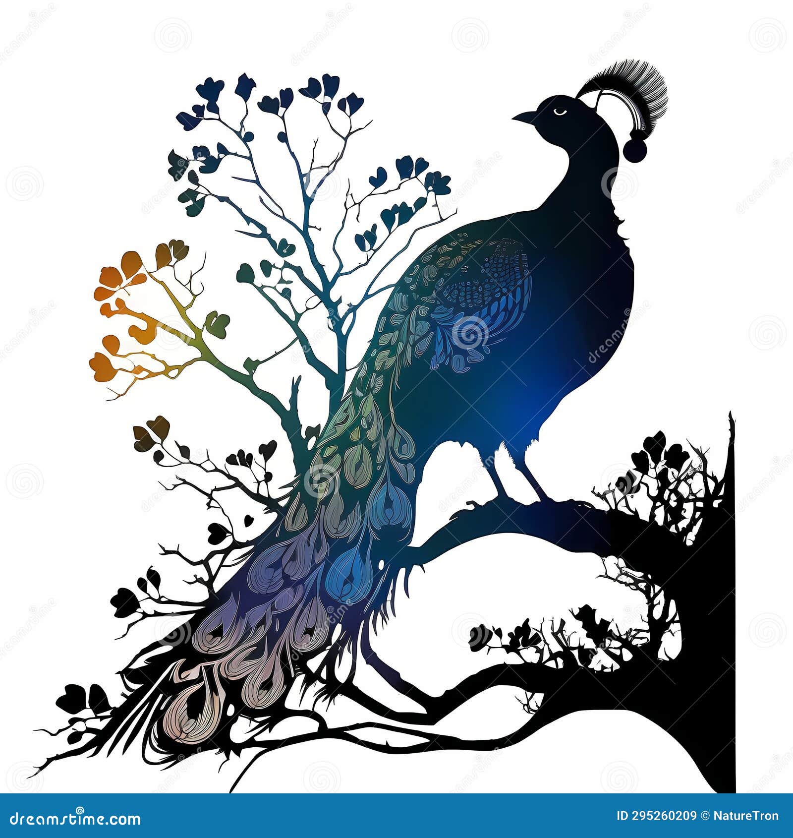 Peacock on the Tree Peacock on a Branch Stock Illustration ...