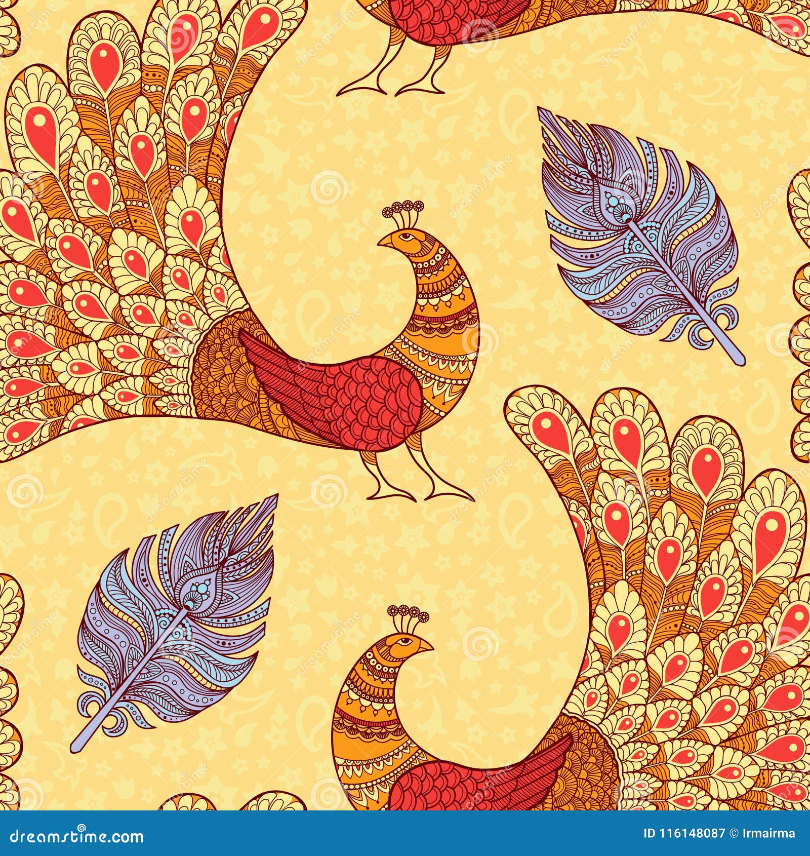 Peacocks seamless pattern stock vector. Illustration of fabric - 116148087