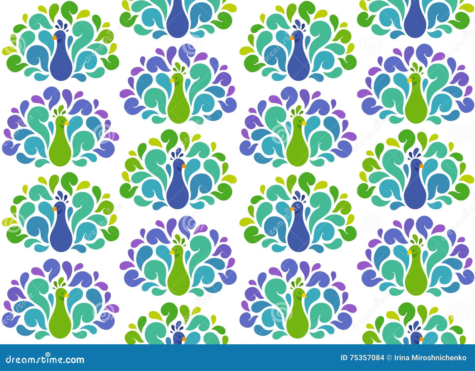 Peacocks seamless pattern stock vector. Illustration of colorful - 75357084