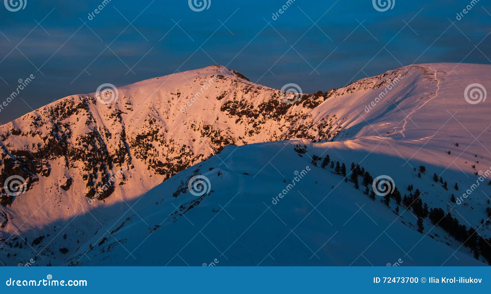 Peak Cherskogo Illuminated Rays of Spring Sun Stock Photo - Image of ...