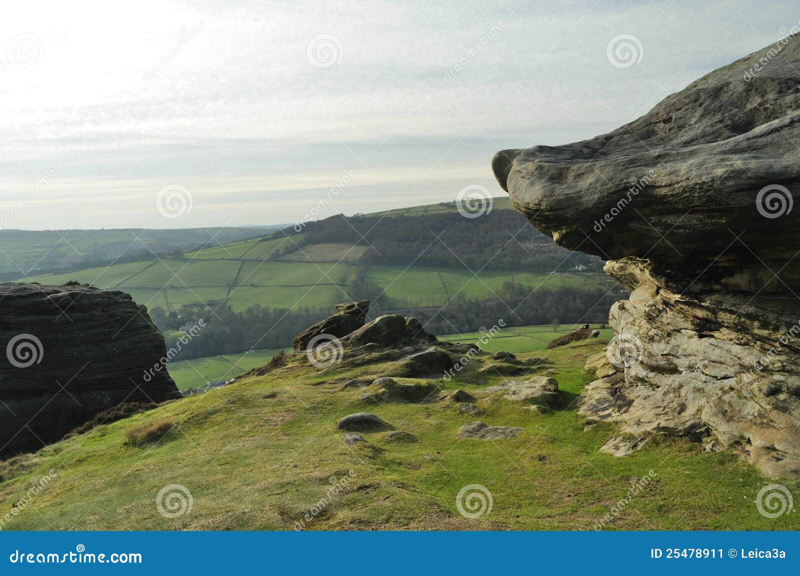 Peak District View between Two Rocks Stock Image - Image of view ...