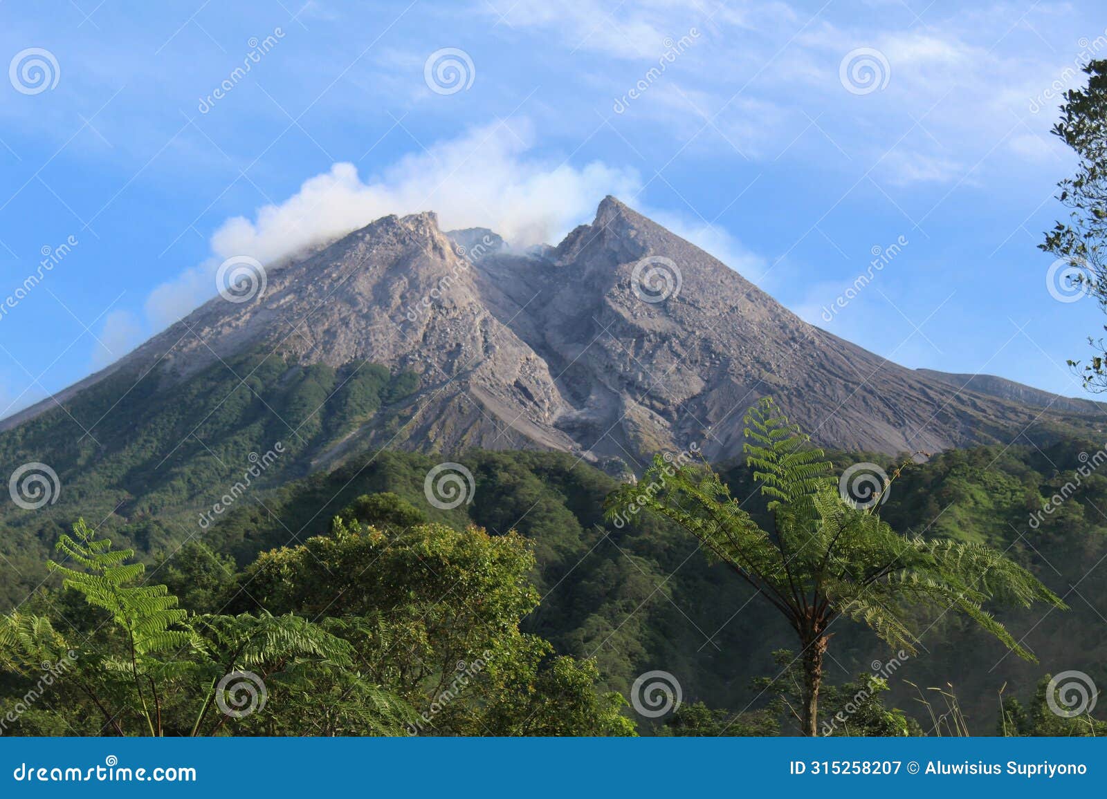 The Peak of Mount Merapi is Covered with Volcanic Ash Left Over from ...