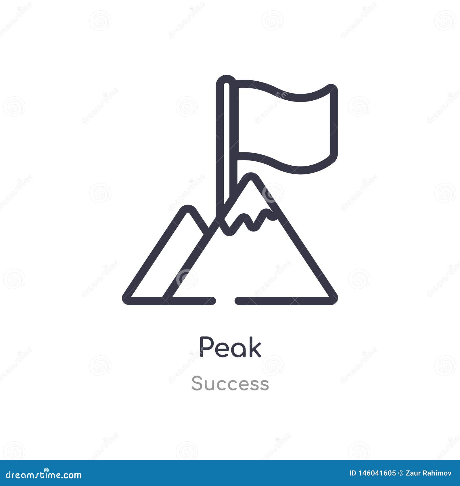Peak Outline Icon. Isolated Line Vector Illustration from Success ...
