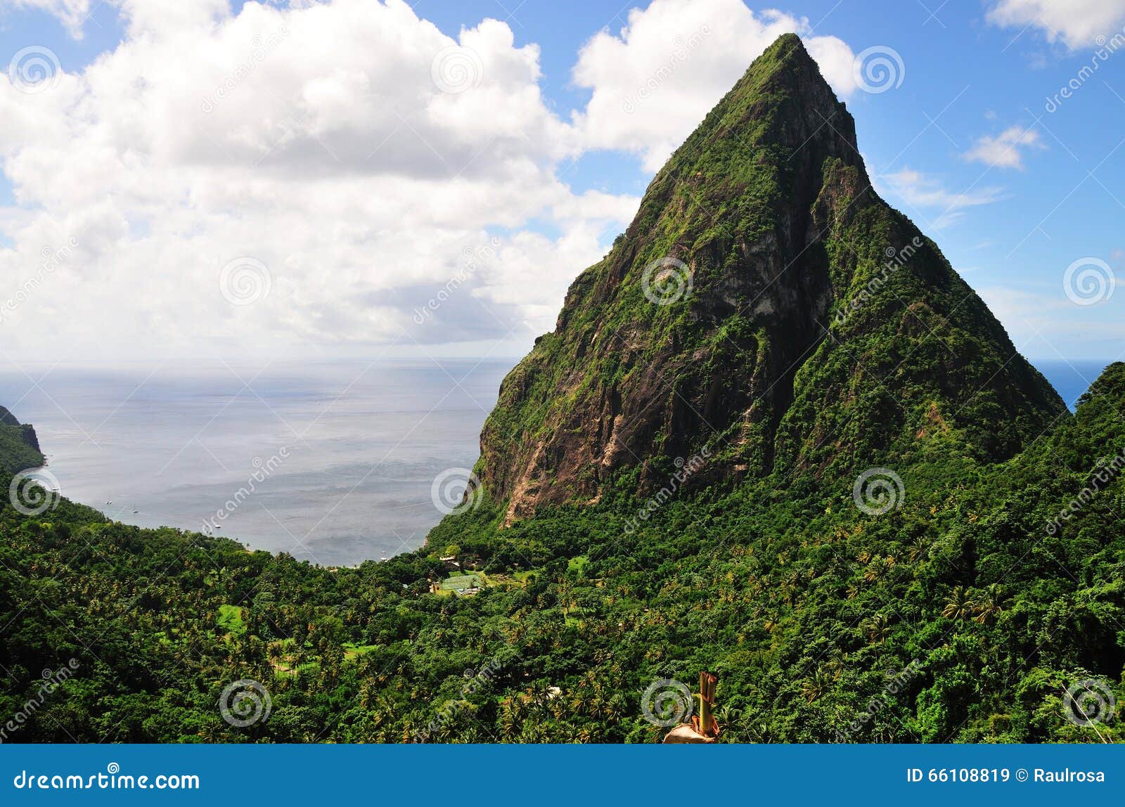Peak of Piton stock image. Image of forest, ocean, saint - 66108819