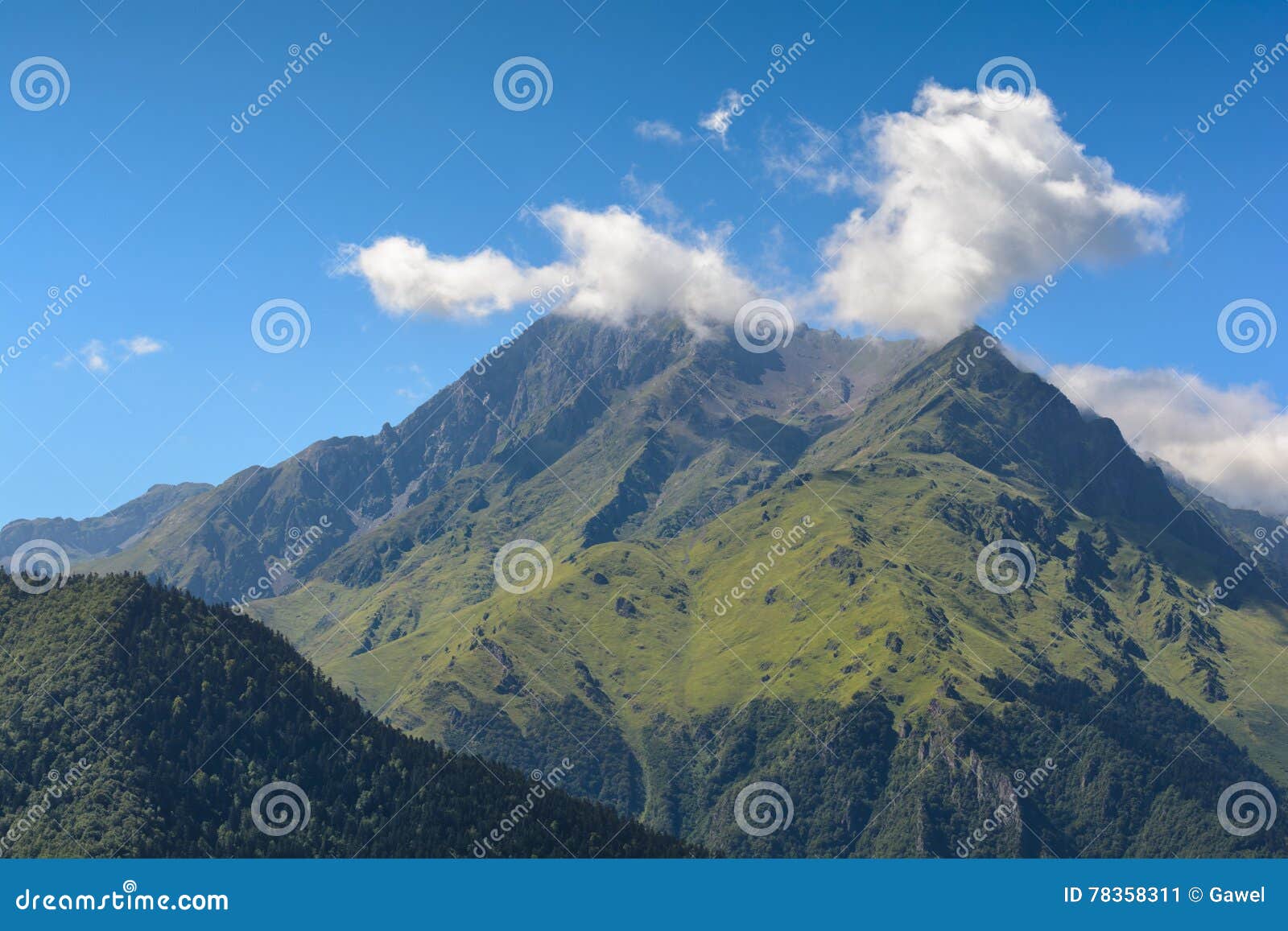 Peak of Pyrenean Mountains with a Blue Sky, France Stock Image - Image ...