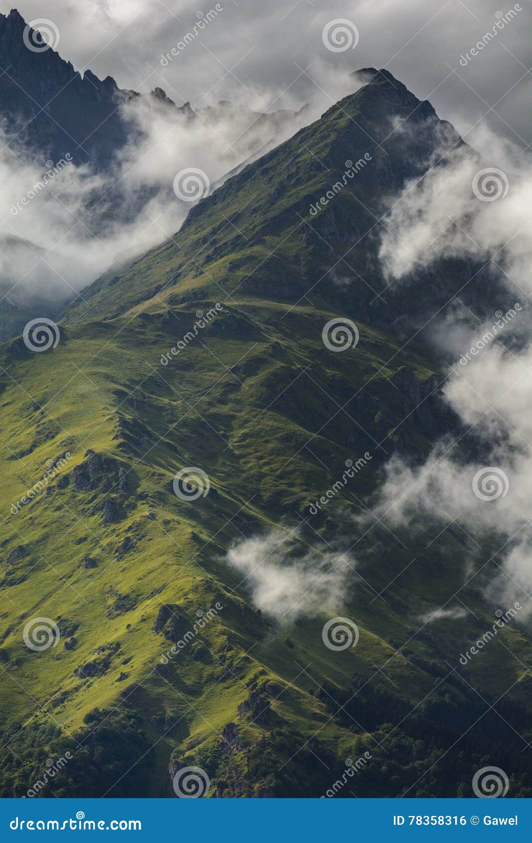 Peak of Pyrenean Mountains with a Cloudy Atmosphere, France Stock Photo ...
